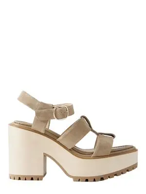 Gabriela Hearst Hera Suede Platform Sandals - Nude