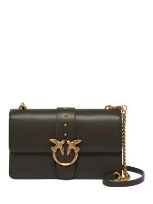 Pinko Logo Plaque Chain Linked Crossbody Bag - Black