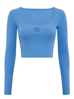 MARINE SERRE Marine Serre Embroidered Moon Logo Ribbed Top