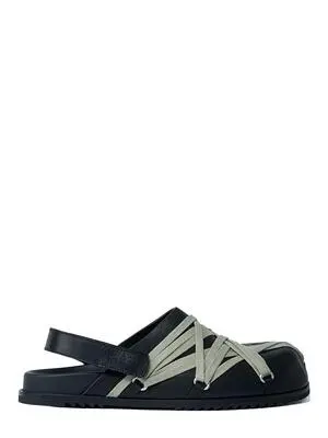 Rick Owens Granola Lace-up Leather Clogs - Black