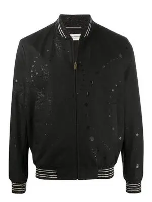 Saint Laurent Painted Baseball Jacket - Black