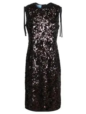 Prada Sequin Embellished Sleeveless Dress - Brown