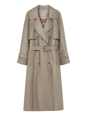 Marella Leather Trench Coat - Nude