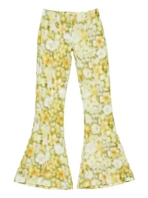 Acne Studios Abstract Floral Print Flared Trousers - Yellow