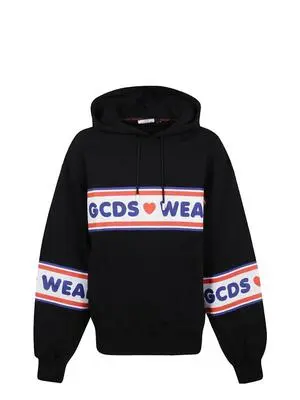 Gcds Logo Tape Printed Hoodie - Black