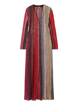 MISSONI Missoni Sequin-Embellished Striped Metallic Crochet-Knit Cardigan