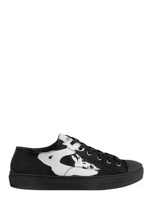 VIVIENNE WESTWOOD Low Top Lace Up Sneakers With Graphic Print - Black