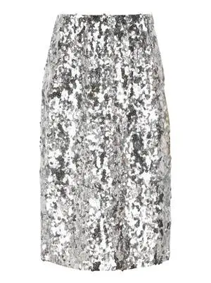 Prada Sequin-embellished Side-tie Midi Skirt - Silver
