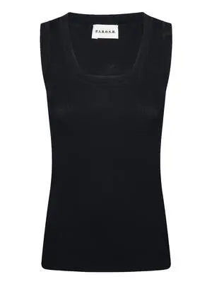 P.a.r.o.s.h Fine-ribbed Scoop Neck Tank Top - Black