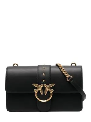 Pinko Logo Plaque Chain Linked Crossbody Bag - Black