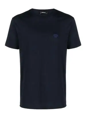 Versace Logo-embroidered Crewneck T-shirt - Black