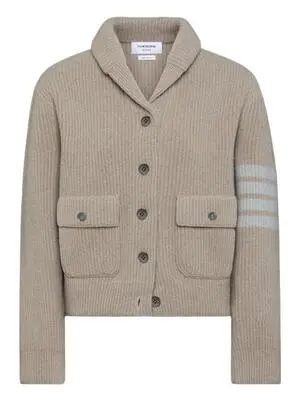 Thom Browne 4-bar Stripes Ribbed Bomber Jacket - Nude