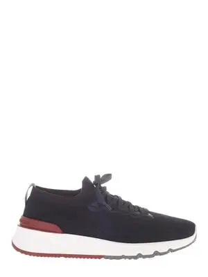 Brunello Cucinelli Knitted Lace-up Sneakers - Blue
