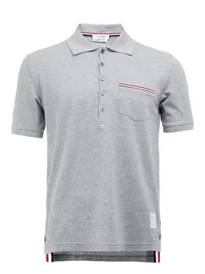 Thom Browne Rwb Pocket Trim Polo Shirt - Light Gray
