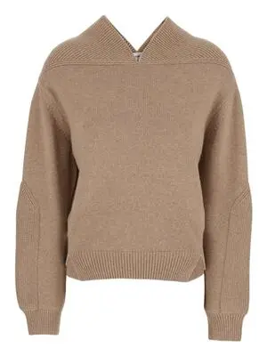 Victoria Beckham Long Sleeve V-neck Jumper - Beige