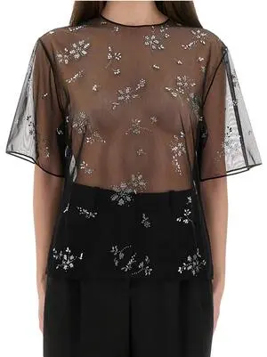 Rabanne Embellished Sheer Top - Black