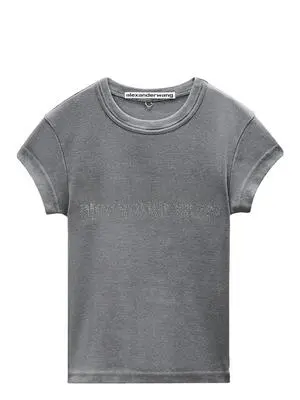 Alexander Wang Logo Embellished Crewneck T-shirt - Grey