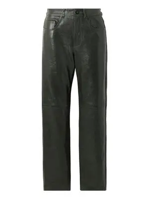 BLAZÉ MILANO Snake-effect Leather Straight-leg Pants - Black