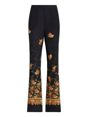 Etro Paisley Printed Straight-leg Trousers - Black