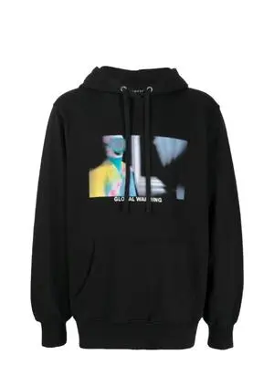 Herno Printed Long Sleeve Hoodie - Black