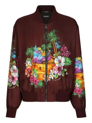 Dolce & Gabbana Tropical Print Silk Bomber Jacket - Multicolor