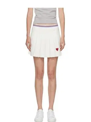 MARISSA CHIARA Pleated Skirt With Striped Waistband And Embroidered Logo - White