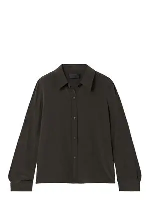 NILI LOTAN Simone Silk-crepe Shirt - Brown
