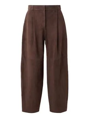 Co Tailored Cropped Trousers With Belt Loops - Brown