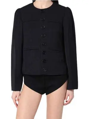NAMACHEKO Namacheko Black Silk-Blend Collarless Jacket