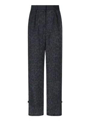 Sacai Leopard Print Satin Straight Leg Pants - Black