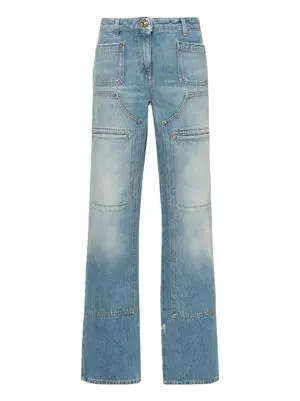 Palm Angels Straight Leg Panelled Jeans - Blue
