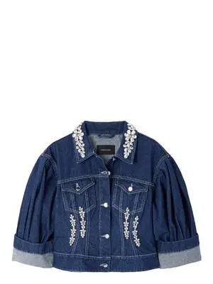 Simone Rocha Embellished Denim Jacket - Blue