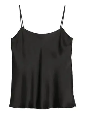 Herno Spaghetti Straps Satin Tank Top - Black