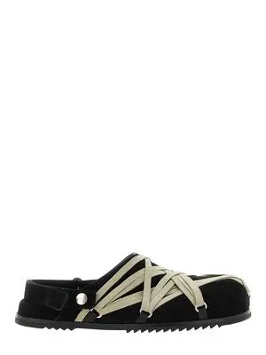 Rick Owens Megalace Strapped Mules - Black