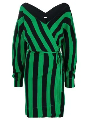 Bottega Veneta Striped Mini Dress - Green
