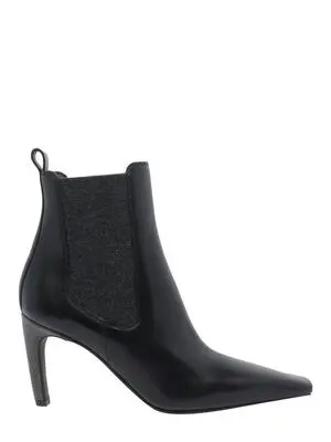 Brunello Cucinelli Pointed-toe High Heel Ankle Boots - Black