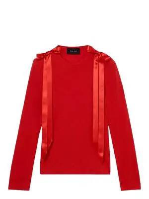 Simone Rocha Long Sleeve T-shirt With Bow Ribbons - Red