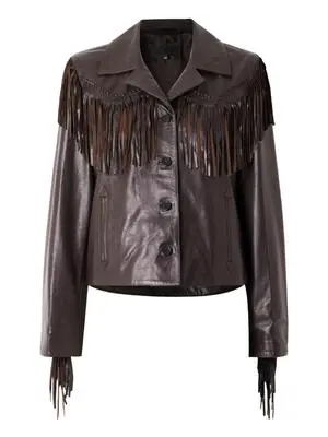 NILI LOTAN Nili Lotan Long Sleeve Leather Jacket With Tassel Detail