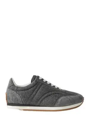 TOTEME Round Toe Lace-up Sneakers With Perforated Detailing - Black
