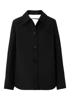 JIL SANDER Cotton-blend Twill Jacket - Black