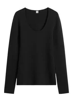 TOTEME Scoop Neck Long Sleeve Knitted Top - Onyx