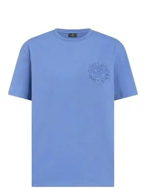 Etro Pegaso Embroidered Cotton T-shirt - Blue