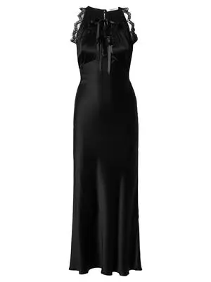 RODARTE Lace-trimmed Silk-satin Gown - Black