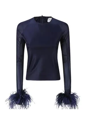 16Arlington Alero Feather-trim Top - Black