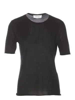 LISA YANG Ari Short Sleeve Knit T-shirt - Black