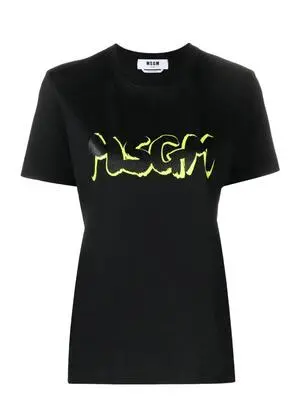 MSGM Logo Printed T-shirt - Black