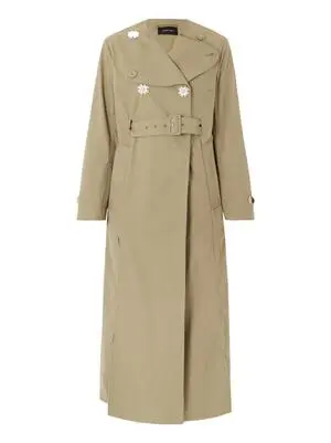 Simone Rocha Belted Double-breasted Embellished Cotton-blend Canvas Trench Coat - Nude