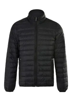 Emporio Armani Quilted Stand Collar Zip-up Jacket - Black