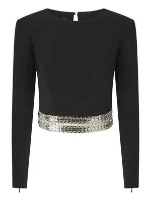 Pinko Embellished Long Sleeve Top - Black