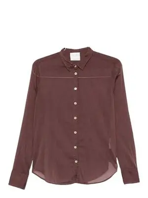 FORTE_FORTE Long-sleeve Buttoned Shirt With Curved Hem - Red